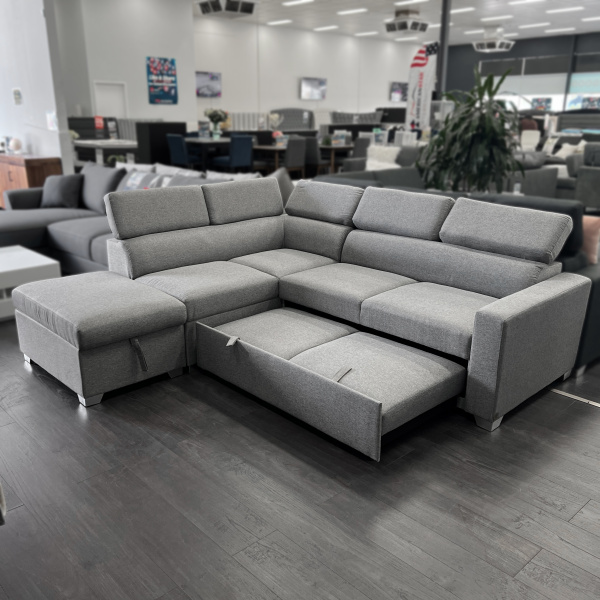 Stanley Light Grey Fabric Sofa Bed - Jack's Furniture